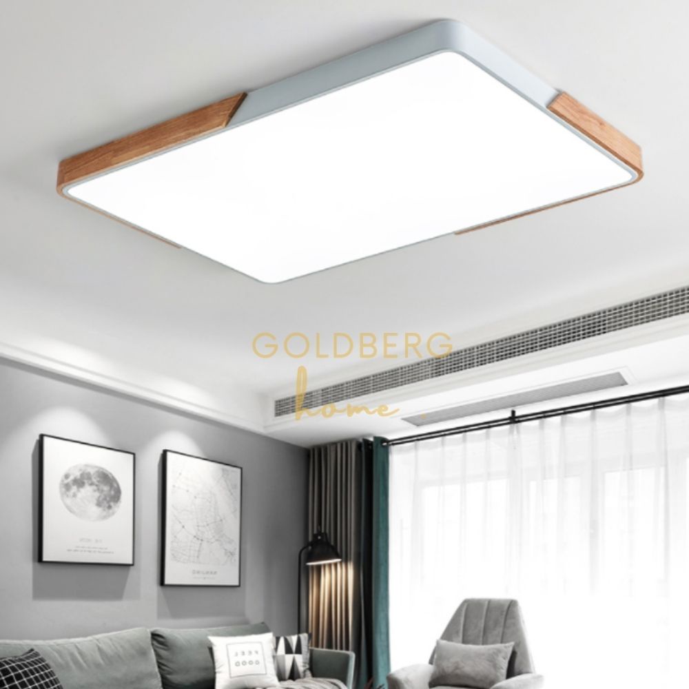 Mariko Nordic Rectangle 45W 90W LED Ceiling Light - Black White Wooden ...