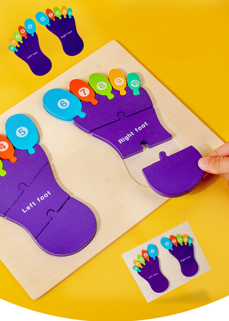 Treeyear Wooden Numbers Puzzles for Kids | Educational Chunky Foot ...