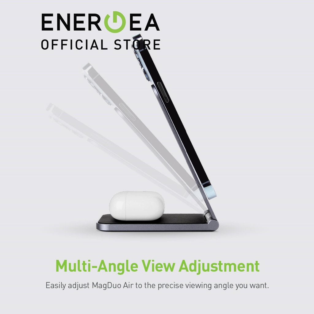 ENERGEA MagDuo Air 2 in 1 Foldable Fast Wireless Charging Stand 15W+5W ...