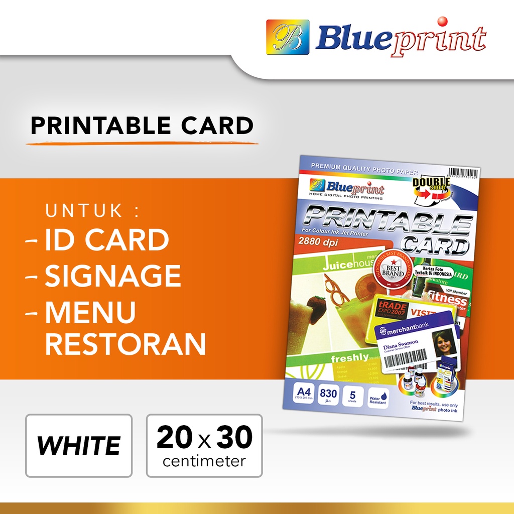 PUTIH Printable White Card Blueprint Paper ID Card / Business Card ...