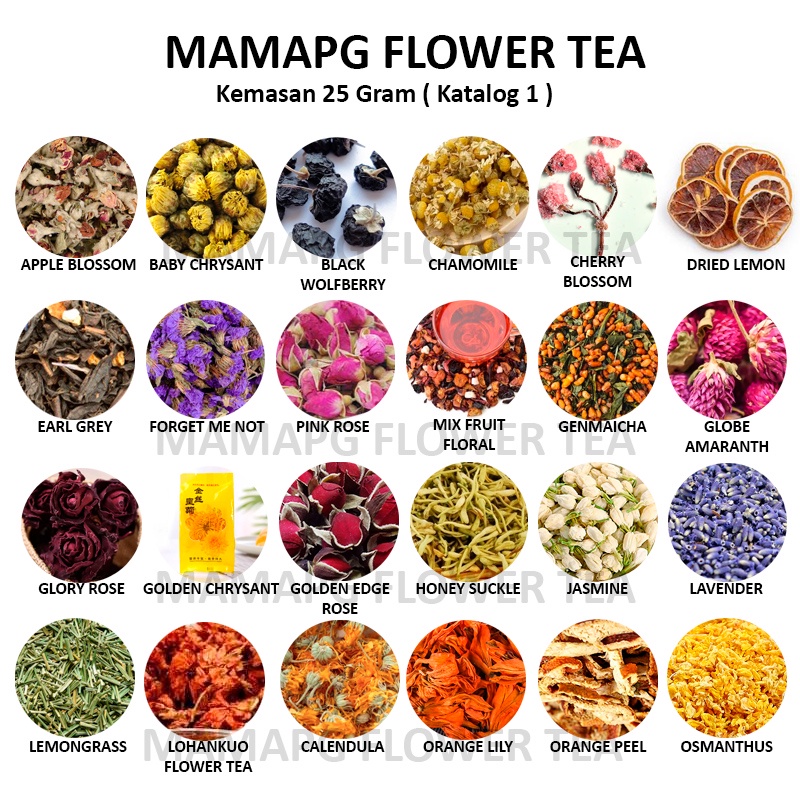 25 GRAM FLOWER TEA / FLOWER TEA / TEA 50 TYPES MOST COMPLETE | Shopee ...
