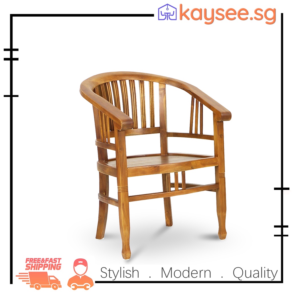 kaysee|Sari Teak Wood Round Back Armchair | Shopee Singapore