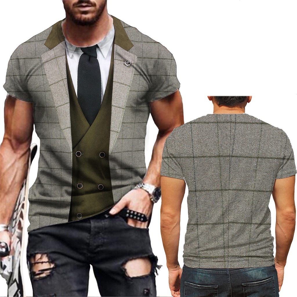 Summer Funny Fake Suit 3D T Shirt Tuxedo Bow Tie 3D Printed Cosplay T ...