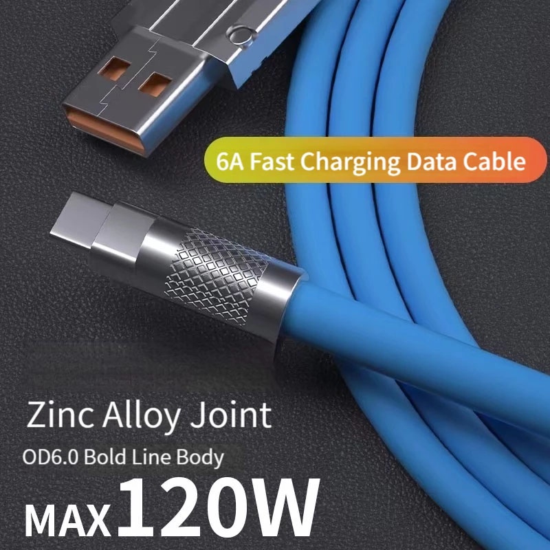 Ankndo 120W 6A Super Fast Charge Type C Liquid Silicone Cable Quick ...
