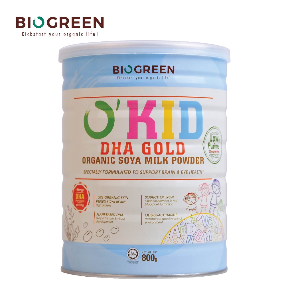 BIOGREEN O'Kid DHA Gold Organic Soya Milk Powder 800g - Plant-based DHA ...