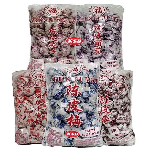 【100 pcs x 8g 】Hock Brand Chen Pi Pu Tao/Chen Pi Ying Zi/Chen Pi Shui ...