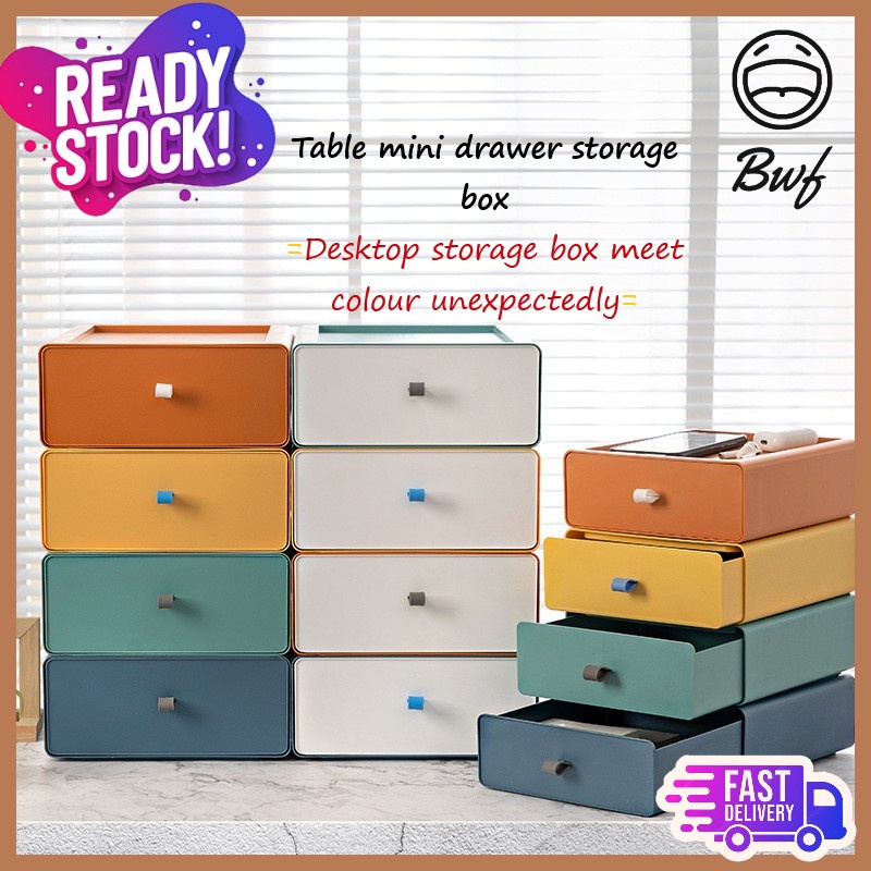 BWF Home Organizer Plastic Drawer Storage Box Stackable Organizer Table ...