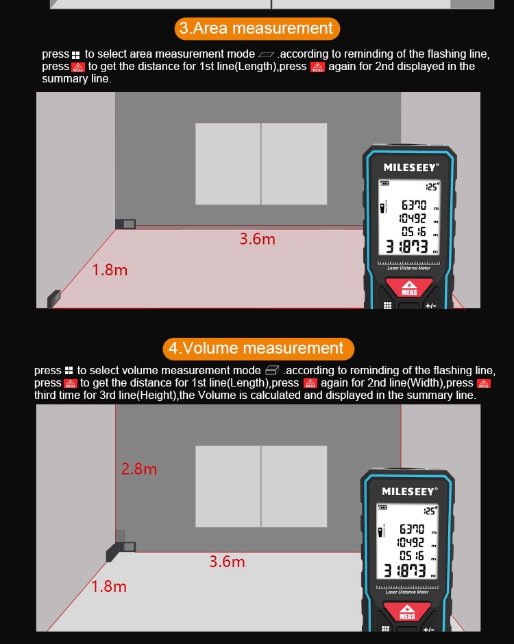 Mileseey X5 X6 Laser Rangefinder 40M 60M 80M 100M Rechargeable Gauge ...