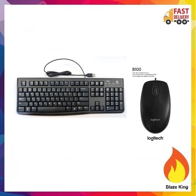 Logitech B100 Optical USB Mouse + K120 Wired USB Keyboard Combo Set ...