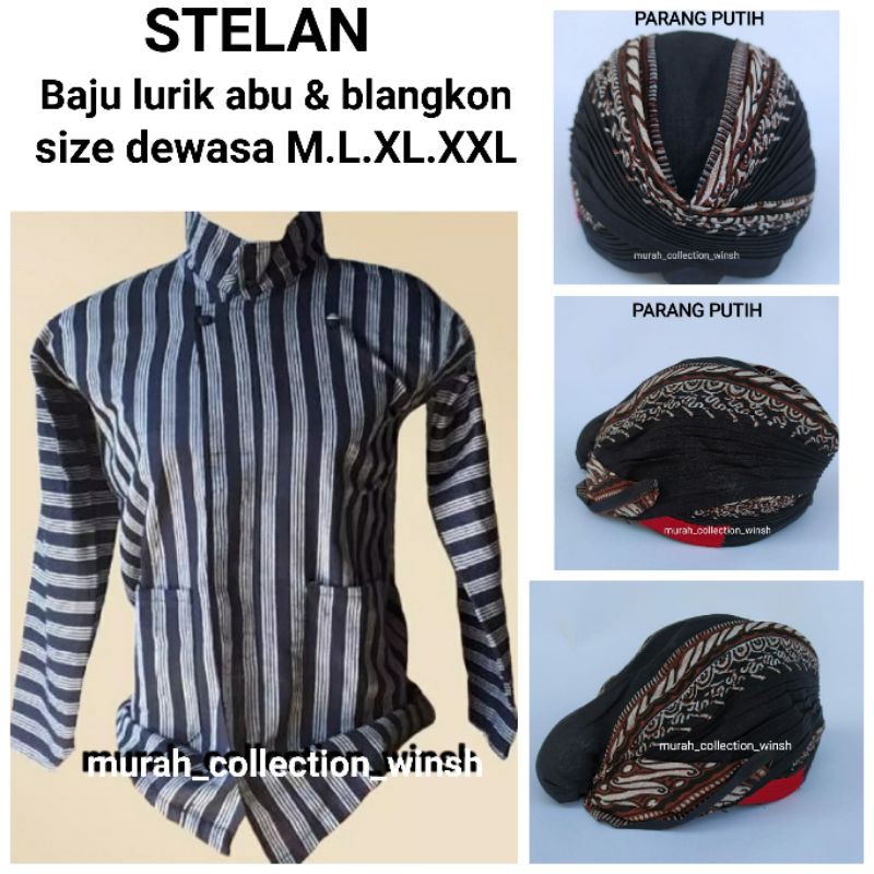 Men's Javanese lurik shirt / jogja blangkon / traditional Javanese ...
