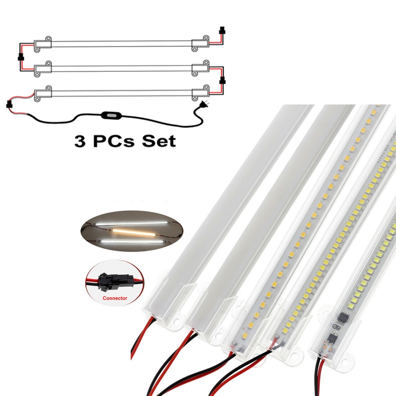 3Pcs 220V Led Rigid Strips With EU Plug 30/40/50CM 72LEDs Kitchen Under ...