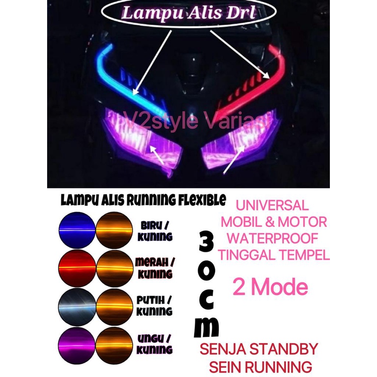 Eyebrow Lamp DRL WELCONE LIGHT SIGN RUNNING SEN PNP 2 Modes Paste ...