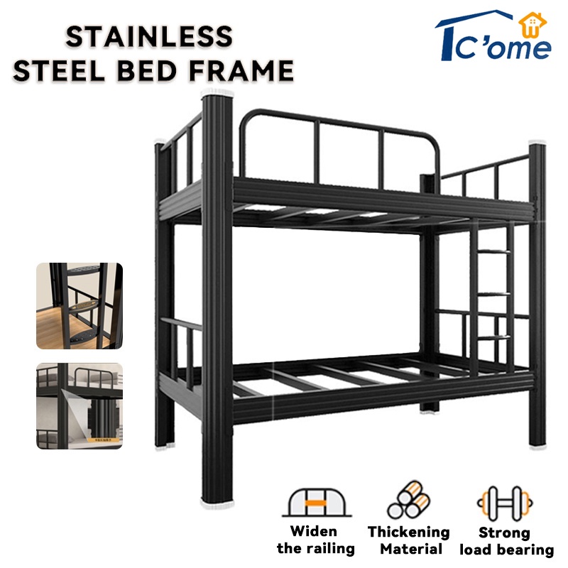 Lu Bed Frame Double Decker Bed Stainless Steel Single High Load-bearing ...
