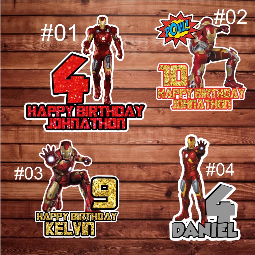 Marvel Super Heroes Iron man Ironman Cake Topper Birthday Theme Party ...