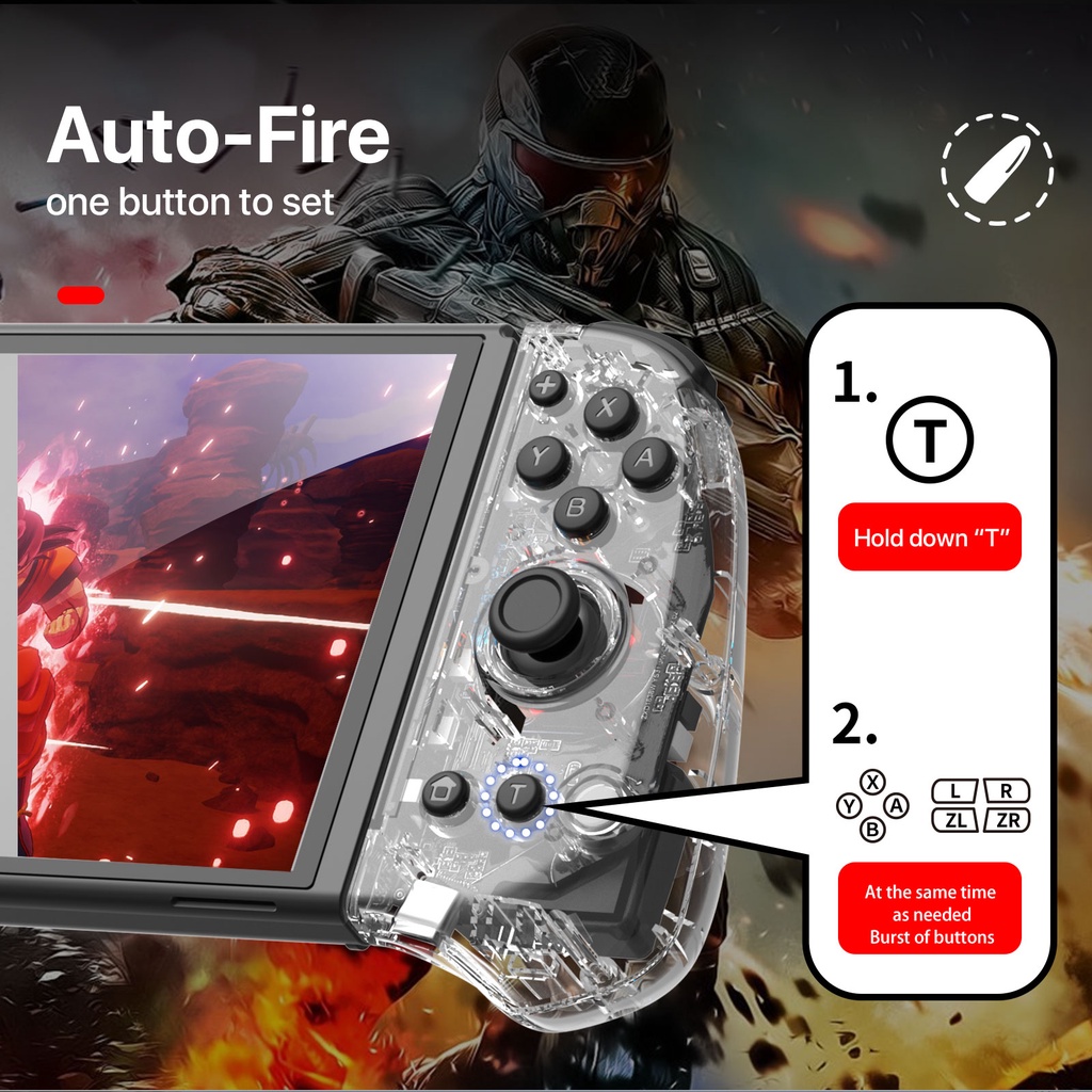 IINE Nintendo Switch Wake up Controller Transparent As Joycon Auto Fire ...