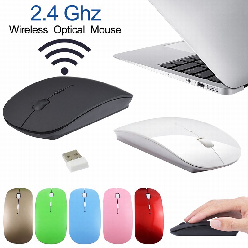 Ultra Thin USB Optical Wireless Mouse 2.4Ghz Receiver Mouse Cordless ...