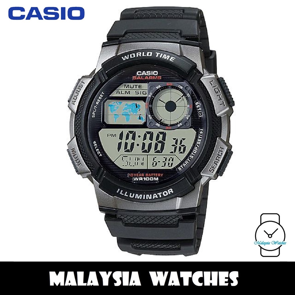 Casio Classic AE-1000W-1B 10-Year Battery Life Multi-Function Digital ...