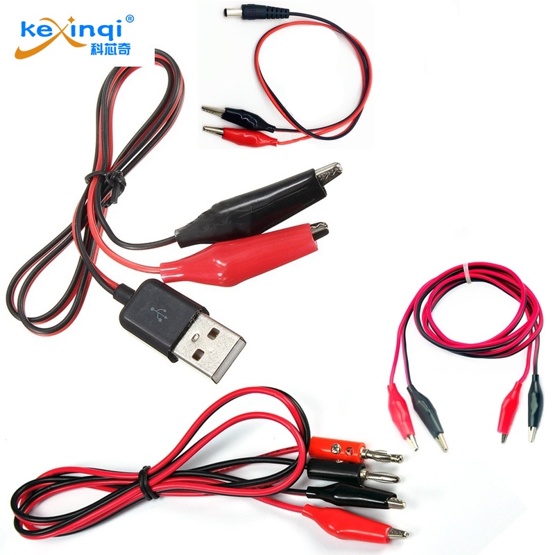 Alligator Clips to USB Plug Test Cable Lead Jumper Wire Battery Dual ...