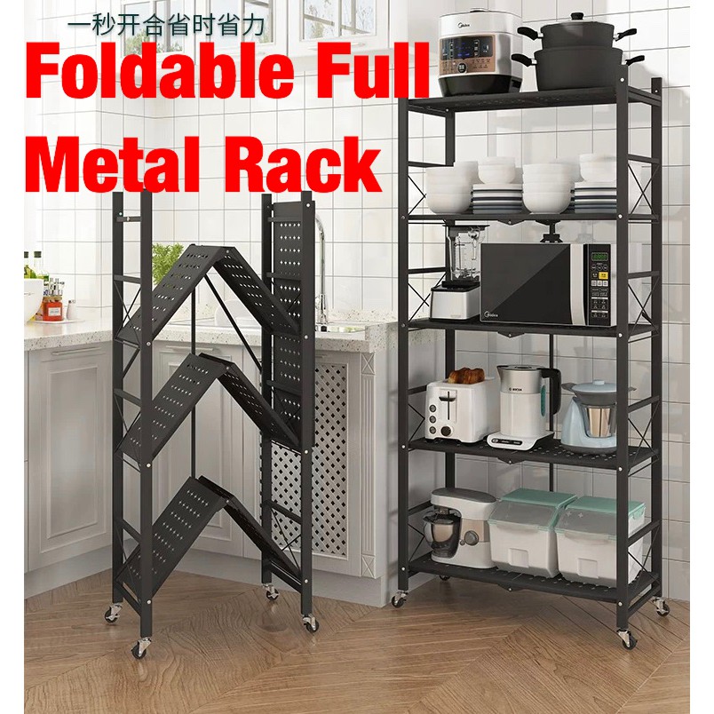 【SG】Folding storage rack movable storage rack all metal storage rack ...