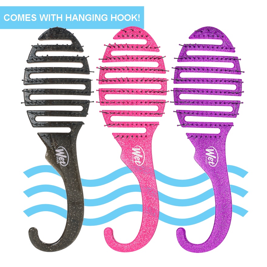 Wet Brush Shower Glitter Detangler (Designed with hook for storage - No ...