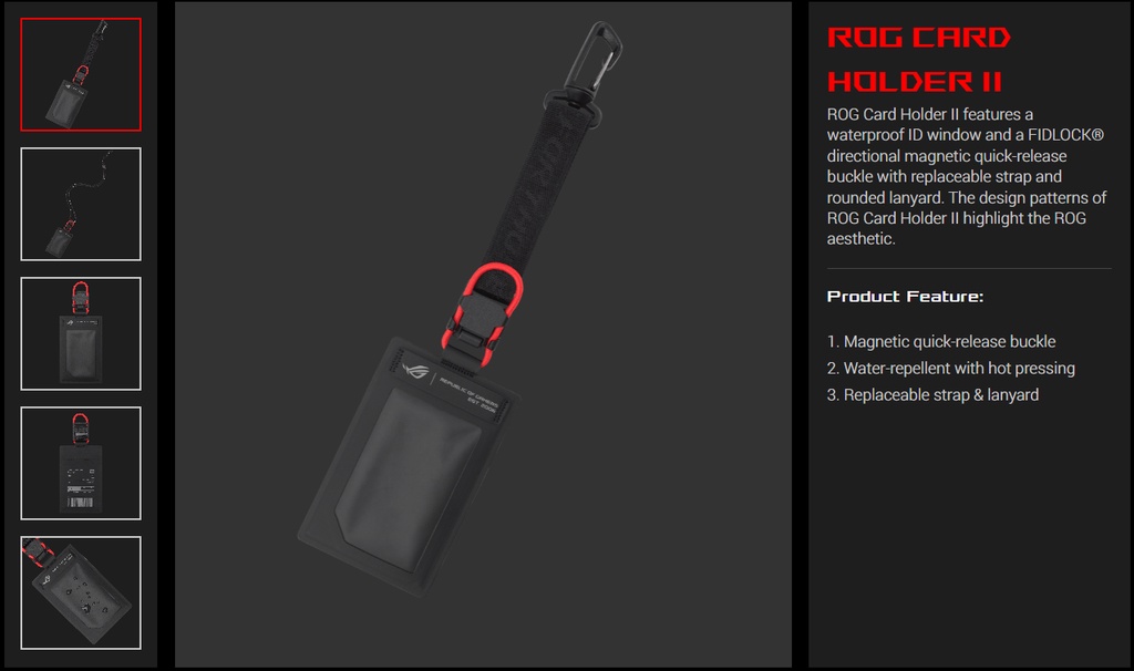ASUS ROG Card Holder II - waterproof ID window, FIDLOCK® directional ...