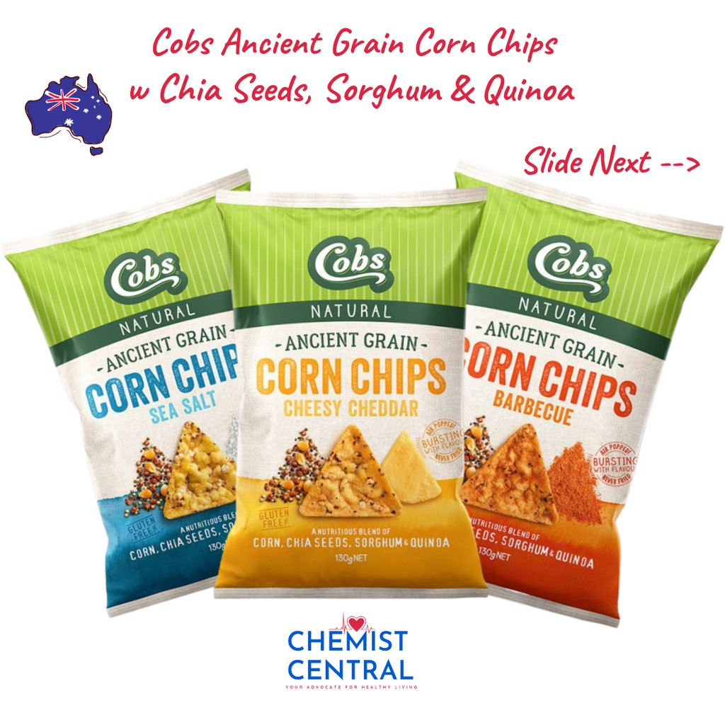 Australian Air-Popped Corn Chips w Quinoa, Sorghum & Chia Seeds l 130g ...