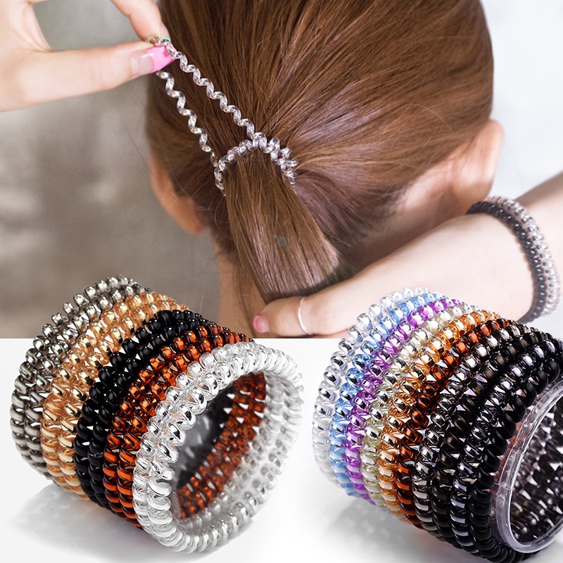 3 Pieces Hair Rope Set Colorful Hair Scrunchies Metallic Telephone Cord ...