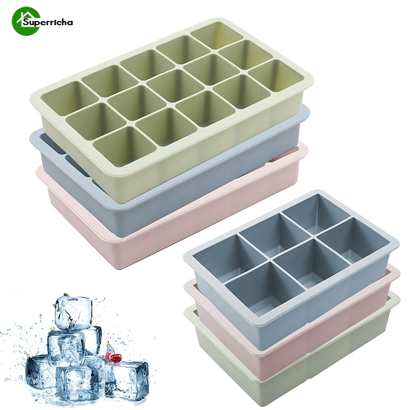 3Color 6/15 Grids Silicone Ice Cube Mold/ Flexible Silicone Ice Cube ...