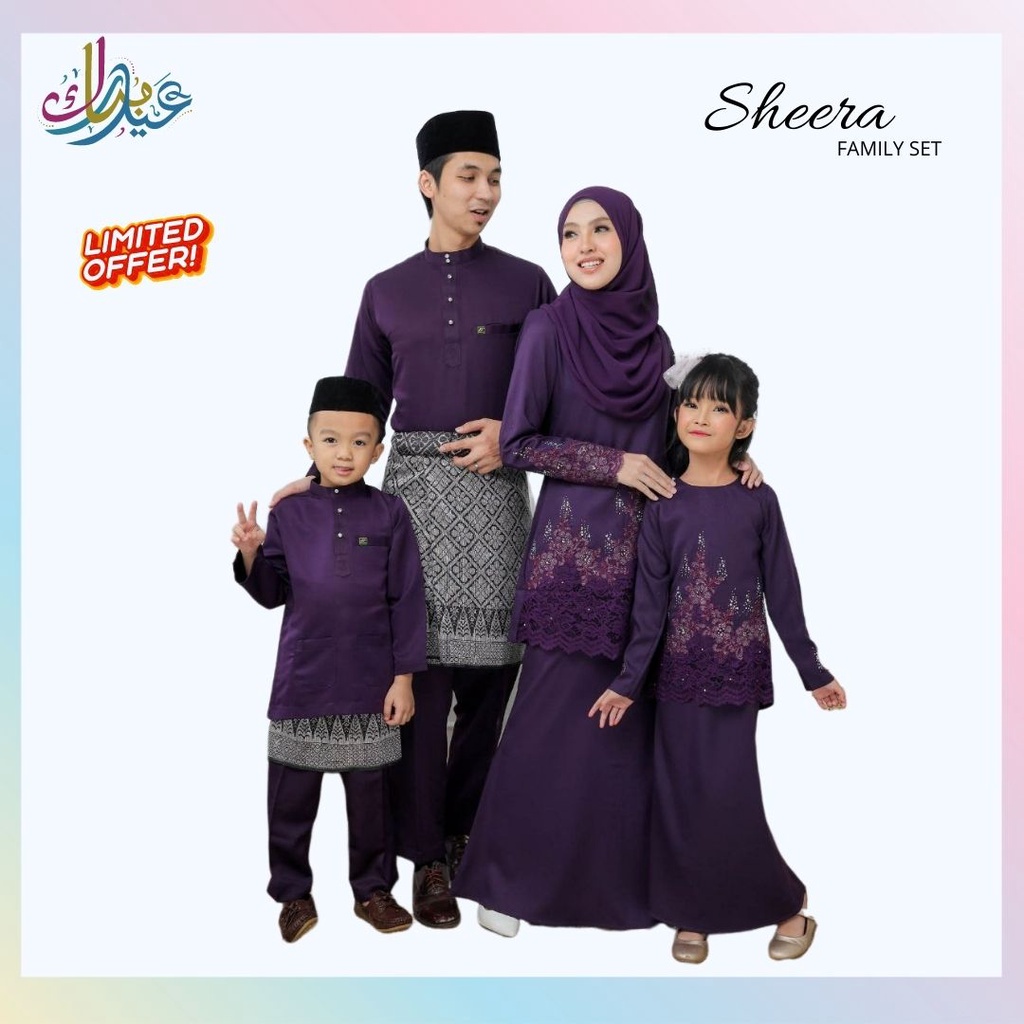 (DARK Purple SHEERA Module KURUNG) FAMILY RAYA SET 2022. Raya Clothes ...
