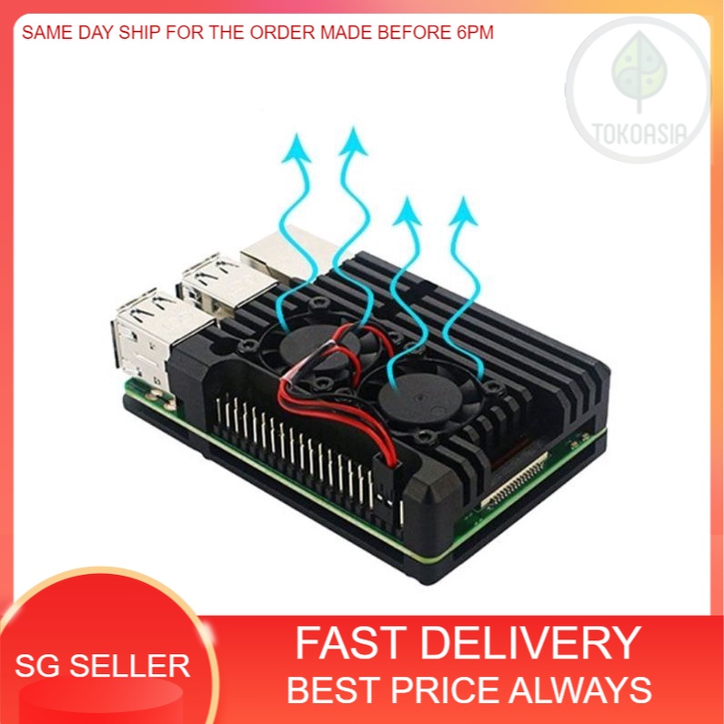 Raspberry Pi 4 Aluminum Heatsink Case with Dual Fan | Shopee Singapore