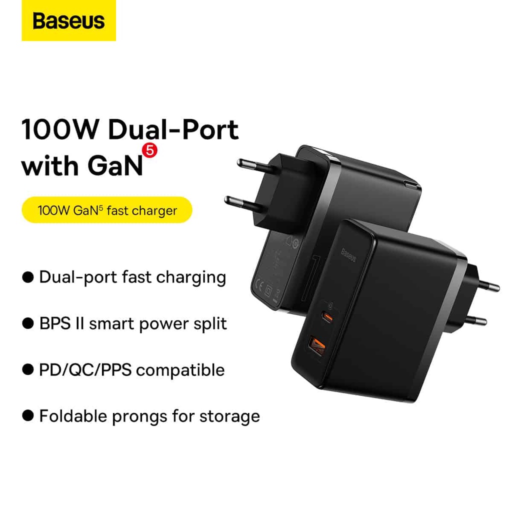 Baseus 100w Gan5 pro Type c and usb charger (dual port) | Shopee Singapore