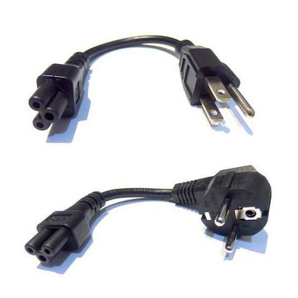 EU US 2 Pin C5 Computer Power Short Cable 3 Prong Plug 18cm | Shopee ...