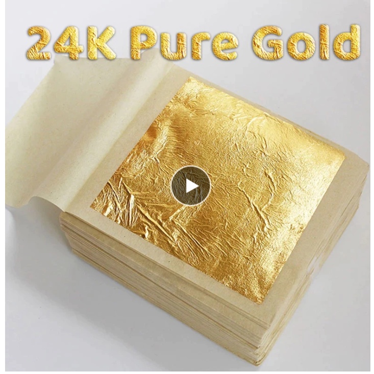 24K 10Pcs Gold Foil Edible Gold Leaf Sheets For DIY Cake Decoration ...
