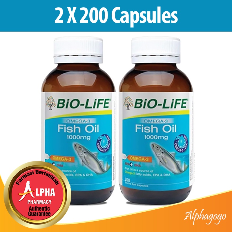 Bio-Life Omega-3 Fish Oil 1000mg (200 Capsules / 2 X 200 Capsules ...