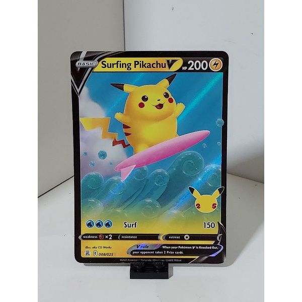 Pokemon surfing pikachu V celebration card | Shopee Singapore