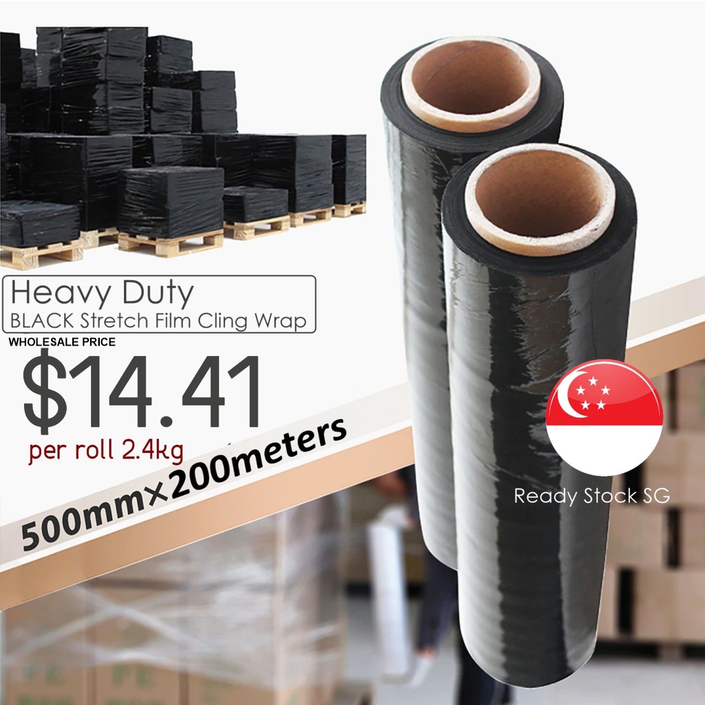 Heavy Duty (Black) Stretch Film Pallet Cling Wrap | Shopee Singapore