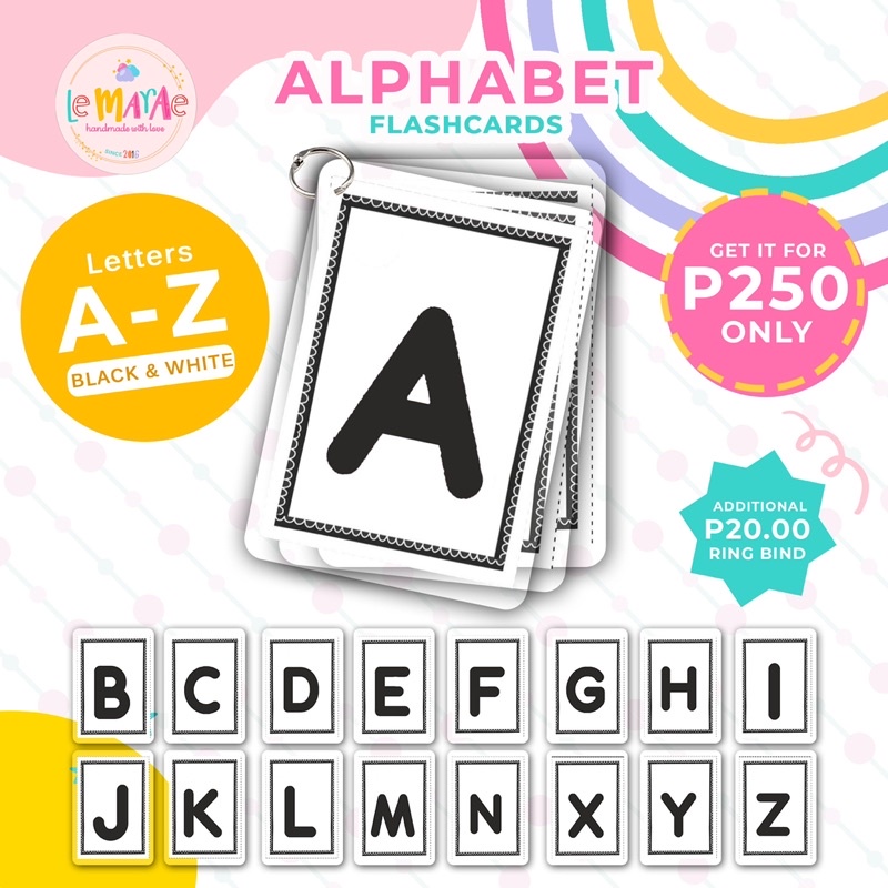Laminated Flashcards BLACK AND WHITE ALPHABETS Educational Toys for ...