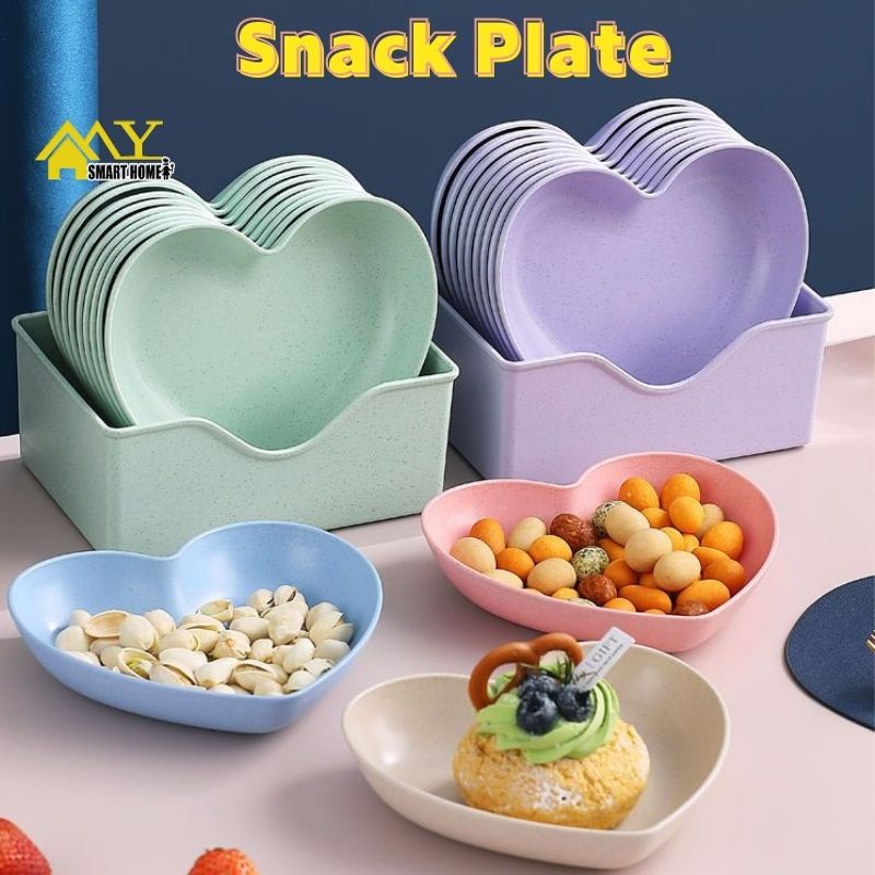 盘子 小吃盘 7/15/22cm Snack Dish Wheat Plate Dish Heart-Shape Household Bone ...