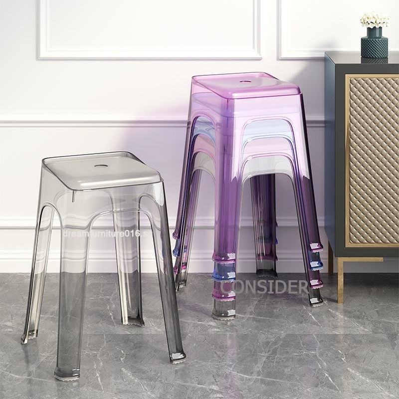 Transparent Thickened Plastic Stool Simple Dining Table High Stool ...