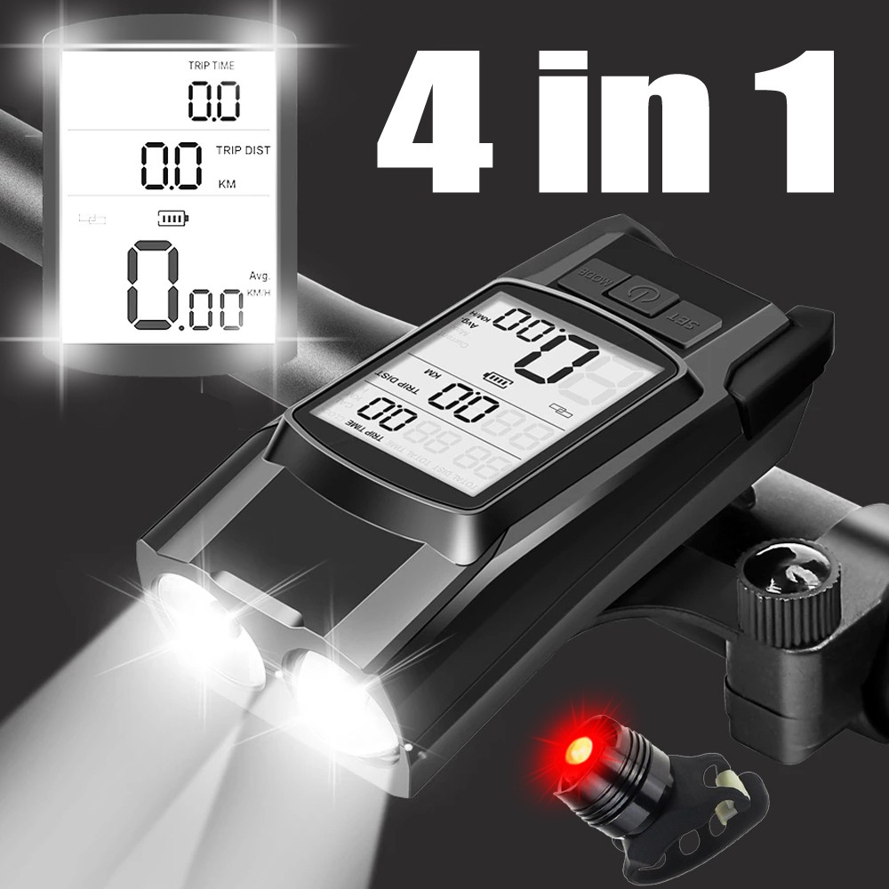 Newboler Bicycle Speedometer with LED Bike Light and Horn,USB ...