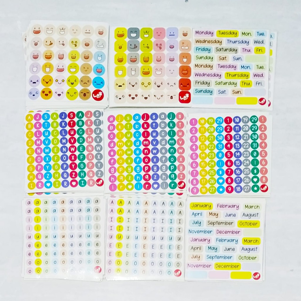 Smile sticker abc planner alphabeth number days month dots sticker ...