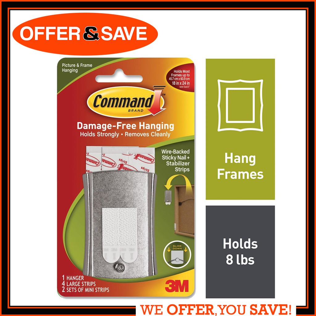 3M Command Sticky Nail Wire-Back Picture Frame Hanger Kit 17048 ...