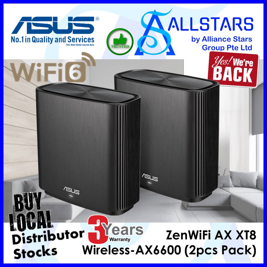 ASUS XT8 ZenWifi AX (2pieces Pack) Wireless-AX6600 Whole-Home Mesh Wi ...