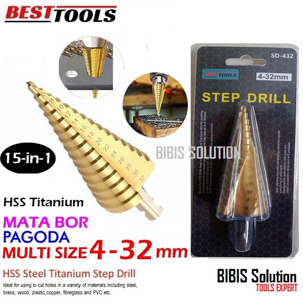 MATA BESTTOOLS Pagoda Iron Drill Bit Pyramid Umbrella HSS Titanium ...