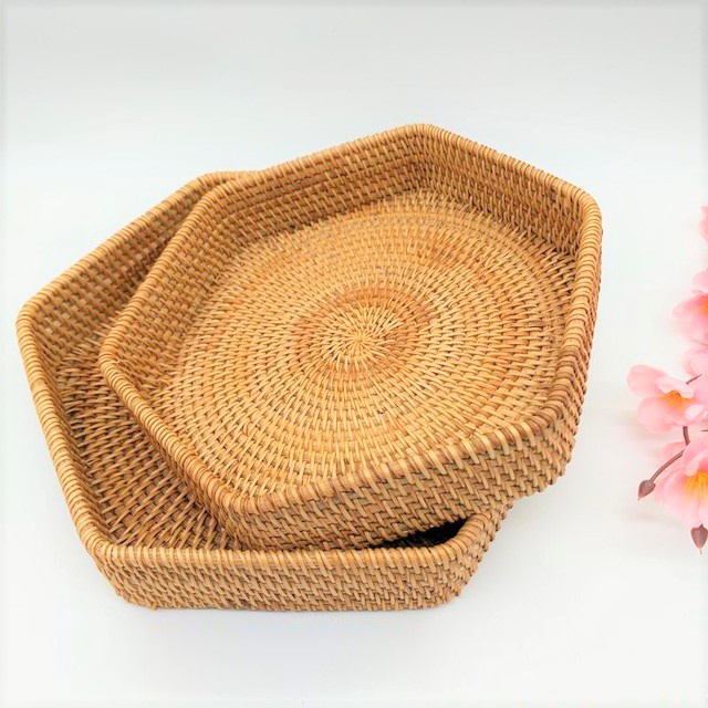 Singapore Hexagon Shape Hand-Woven Round Vietnam Wild Cane Rattan ...