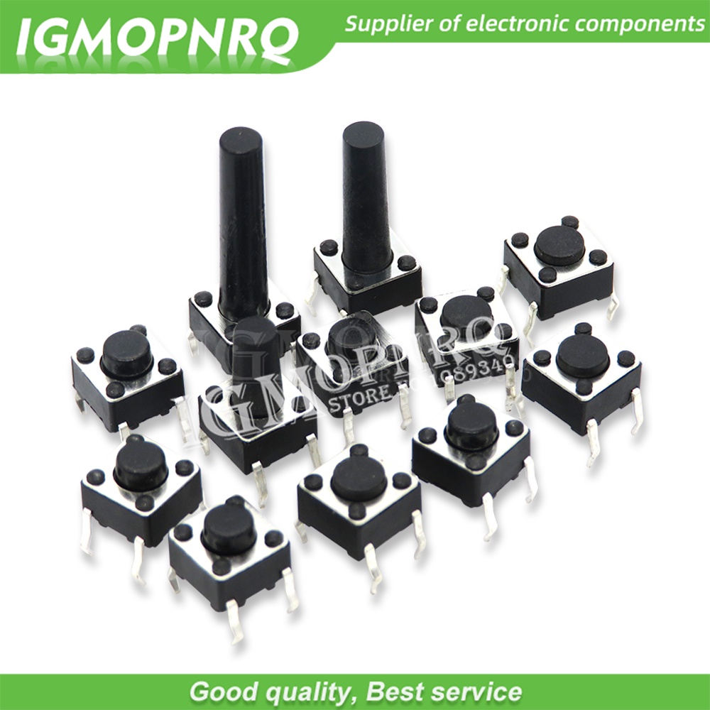 50PCS DIP 4Pin 6*6 Micro Tact Push Button Switches 6x6x4.3/5/6/7/8/9/10 ...
