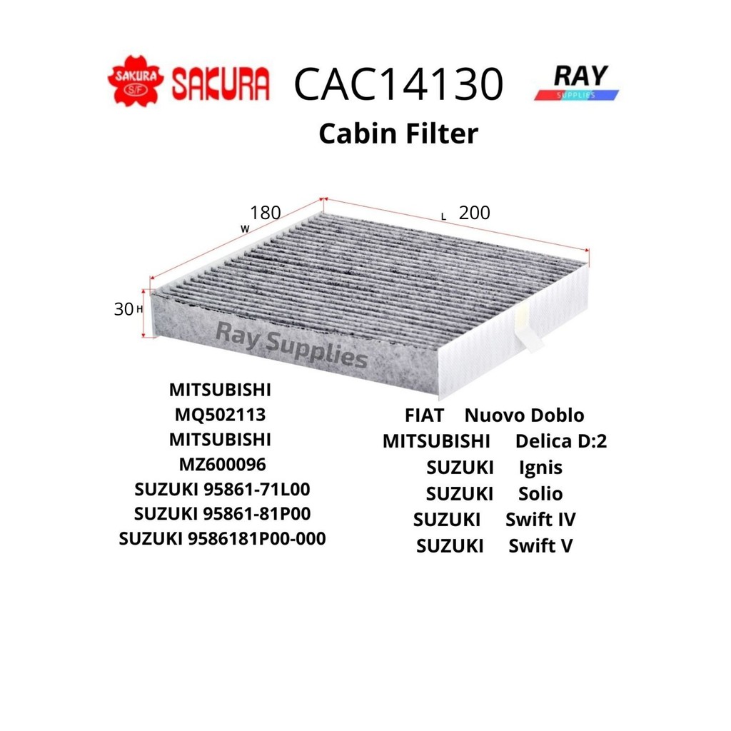 SAKURA CABIN FILTER CAC14130 SUZUKI Ignis,Solio ,Swift IV ZC72S ZD72S ...