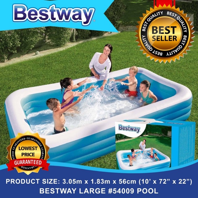 Bestway Large 54009 adult Portable Rectangular Family Pool 3.05m x 1 ...