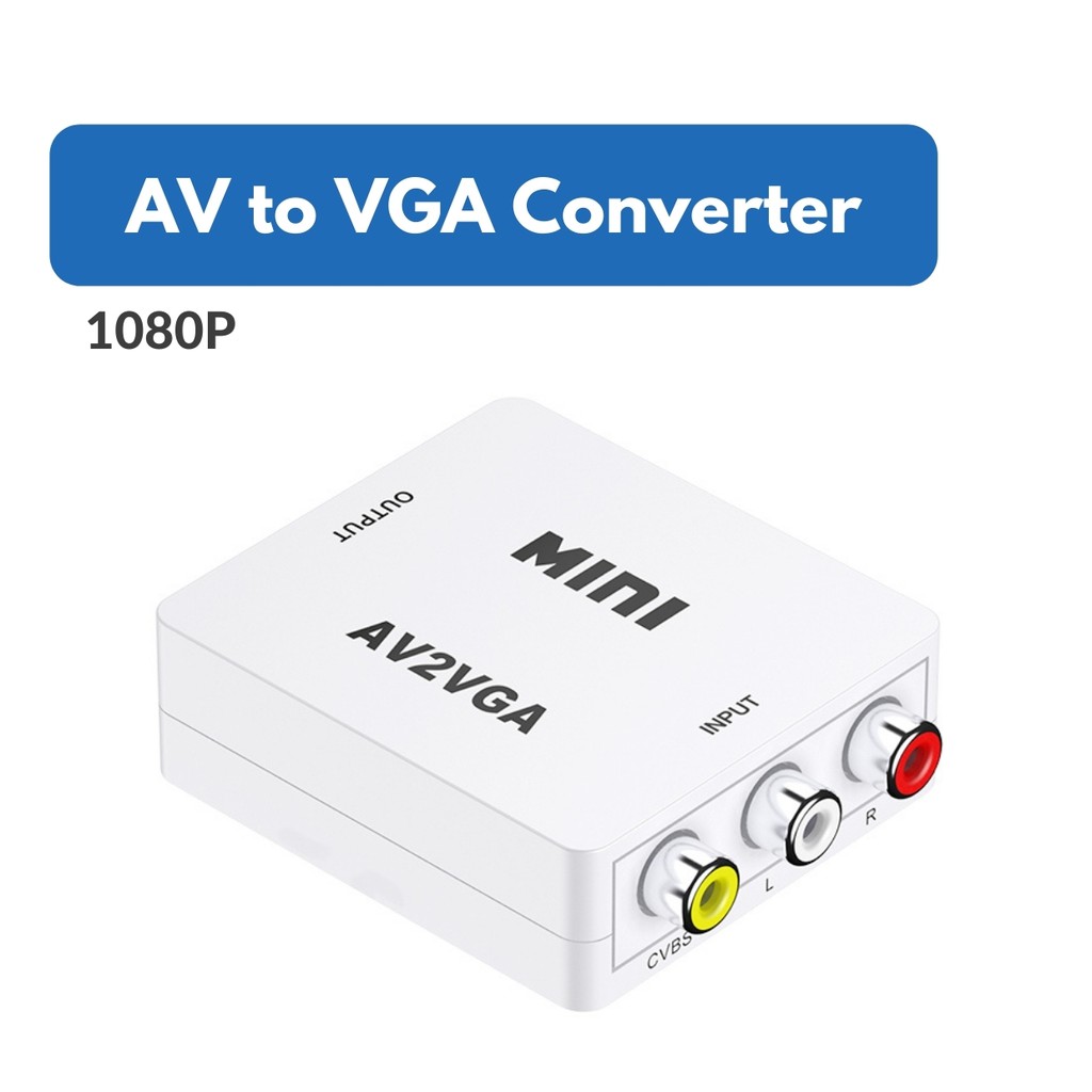 【SG】AV to VGA Converter Audio Video Adapter Adaptor for TV Set Top Box ...
