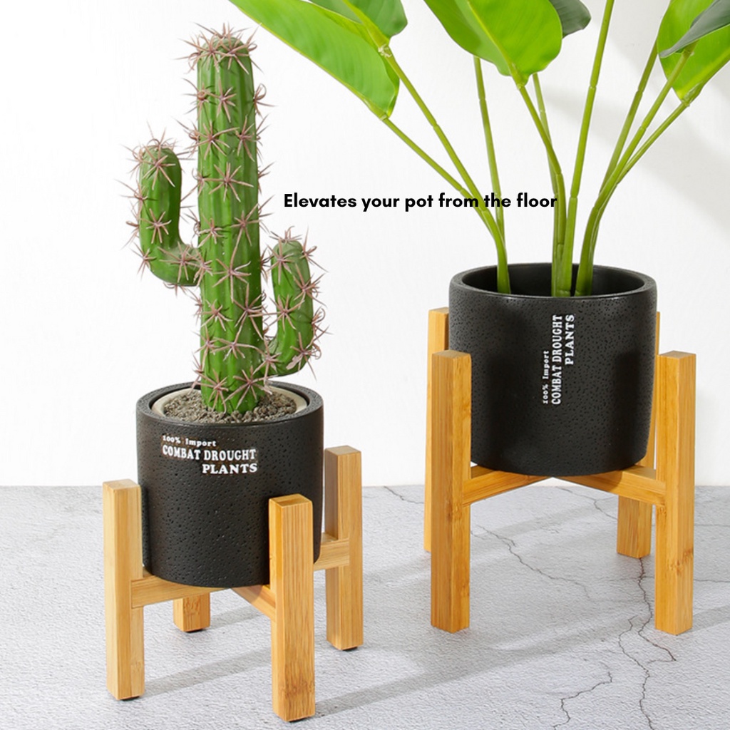 Flower Pot Elevated Wooden Plant Stand | Flower Garden Potted Plant ...